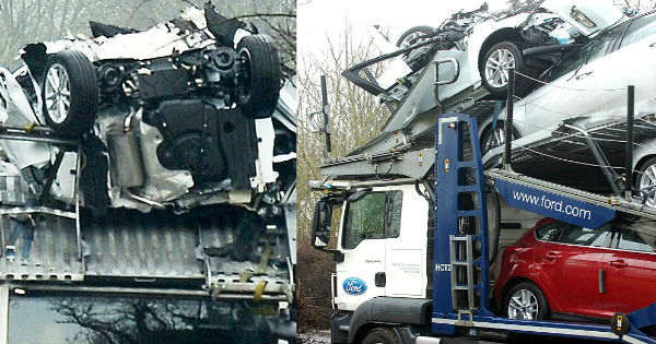 Fleet Of Brand New Ford Cars Smashed As Transporter Hits Low Bridge ...