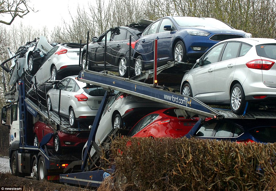 Fleet Of Brand New Ford Cars Smashed As Transporter Hits Low Bridge ...