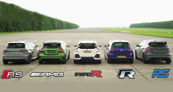 Civic Type R vs RS Focus vs Mercedes AMG vs Golf R vs Audi RS3 ...